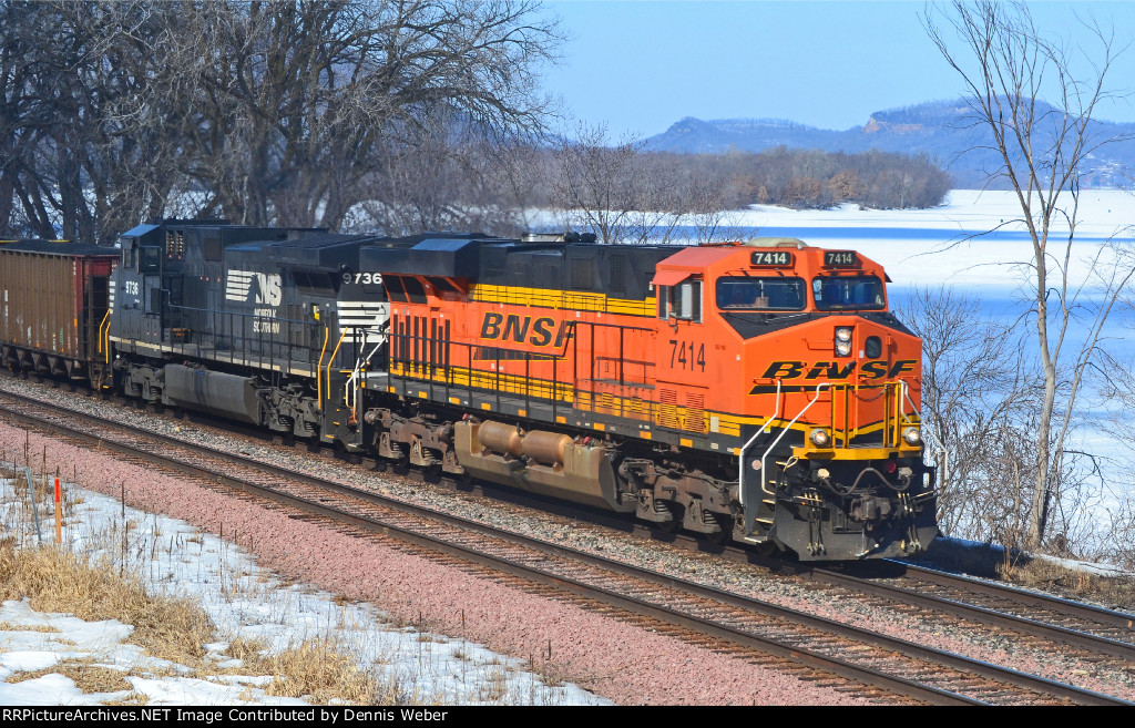 BNSF 7414, CP's River Sub.